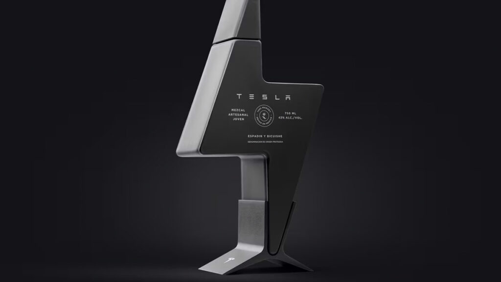 Tesla unveils innovative lightning-shaped mezcal bottle - Tapas